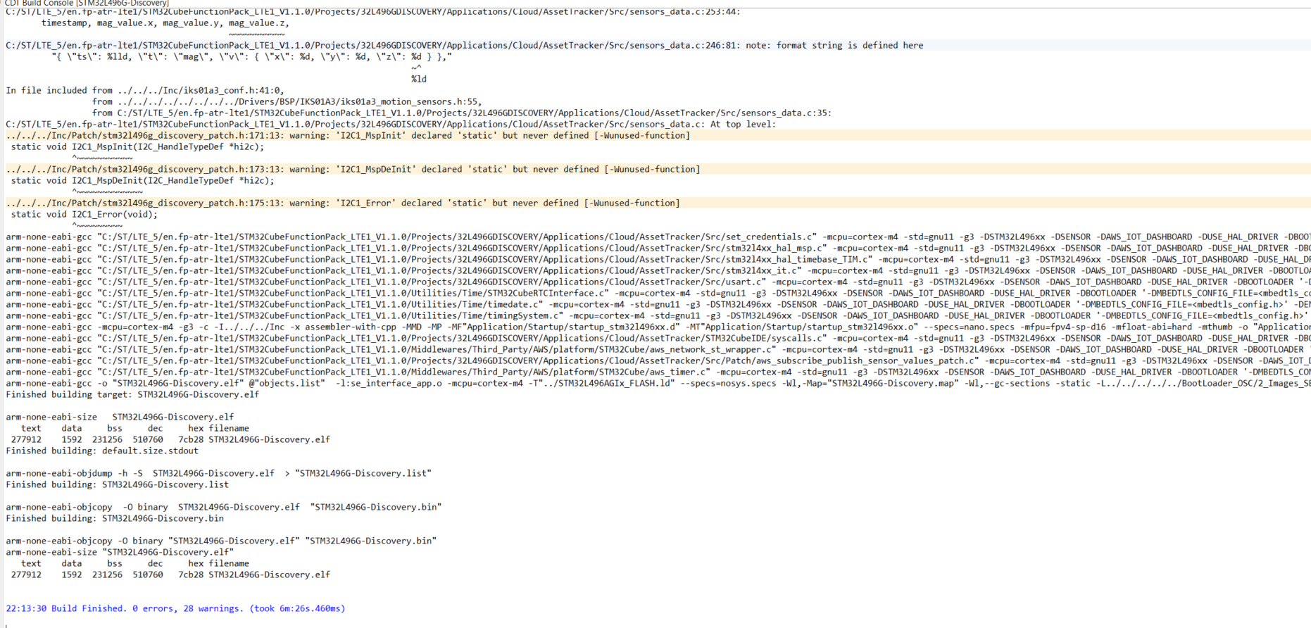 Solved: Unable to build example project for P-L496G-CELL02 - STMicroelectronics Community