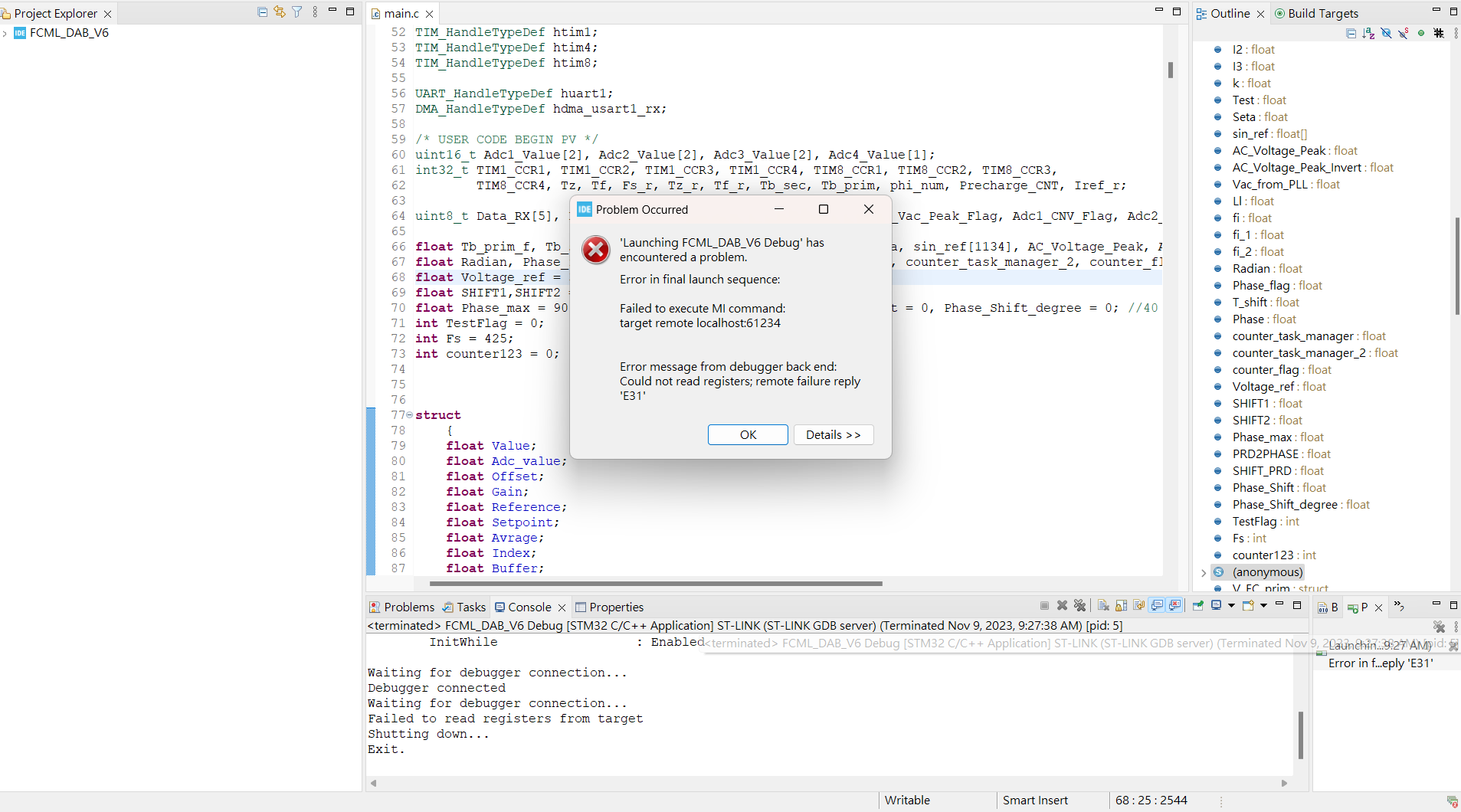 STM32G474 error code - STMicroelectronics Community