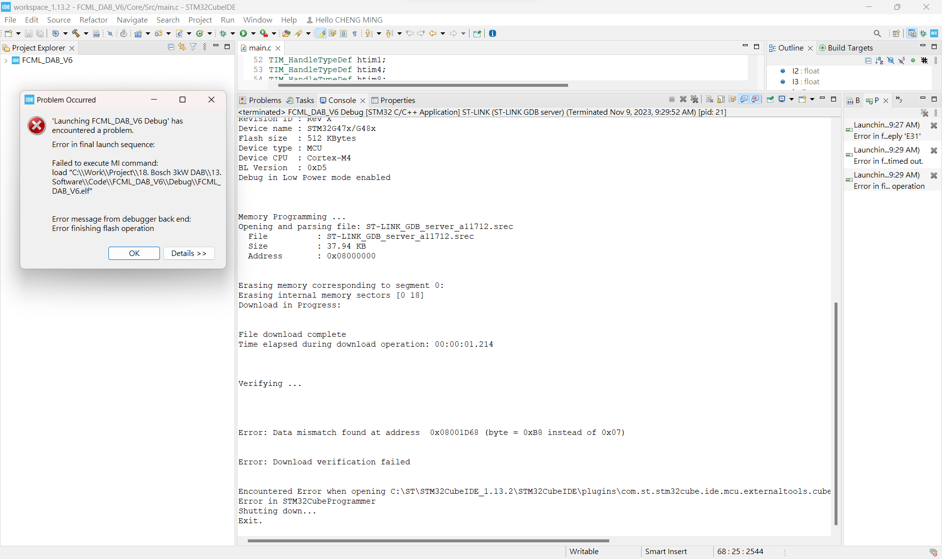 Stm32g474 Error Code Stmicroelectronics Community 