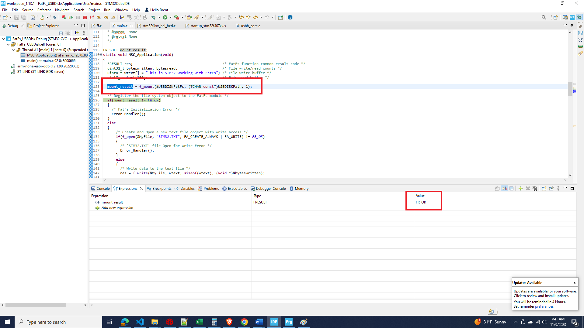 Solved: STM32F407 Discovery Board - FatFs_USBDisk appliact... - STMicroelectronics Community