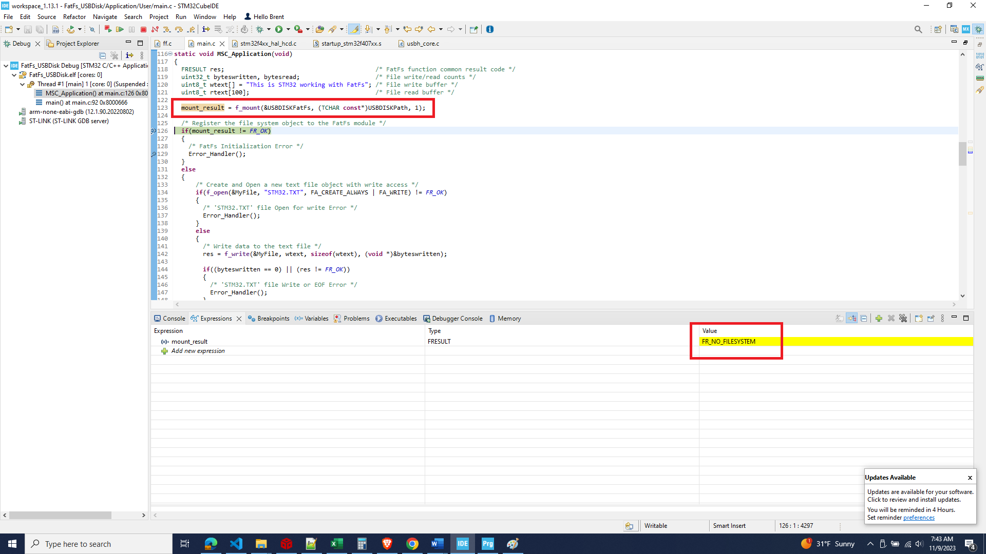 Solved: STM32F407 Discovery Board - FatFs_USBDisk appliact... - STMicroelectronics Community