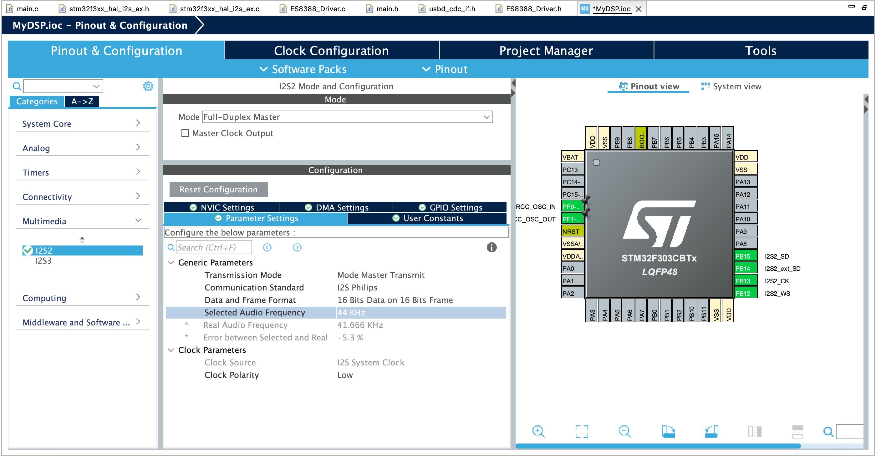 Solved Cant Setup I2s Master Clock Output On Stm32f303cb Stmicroelectronics Community 9332