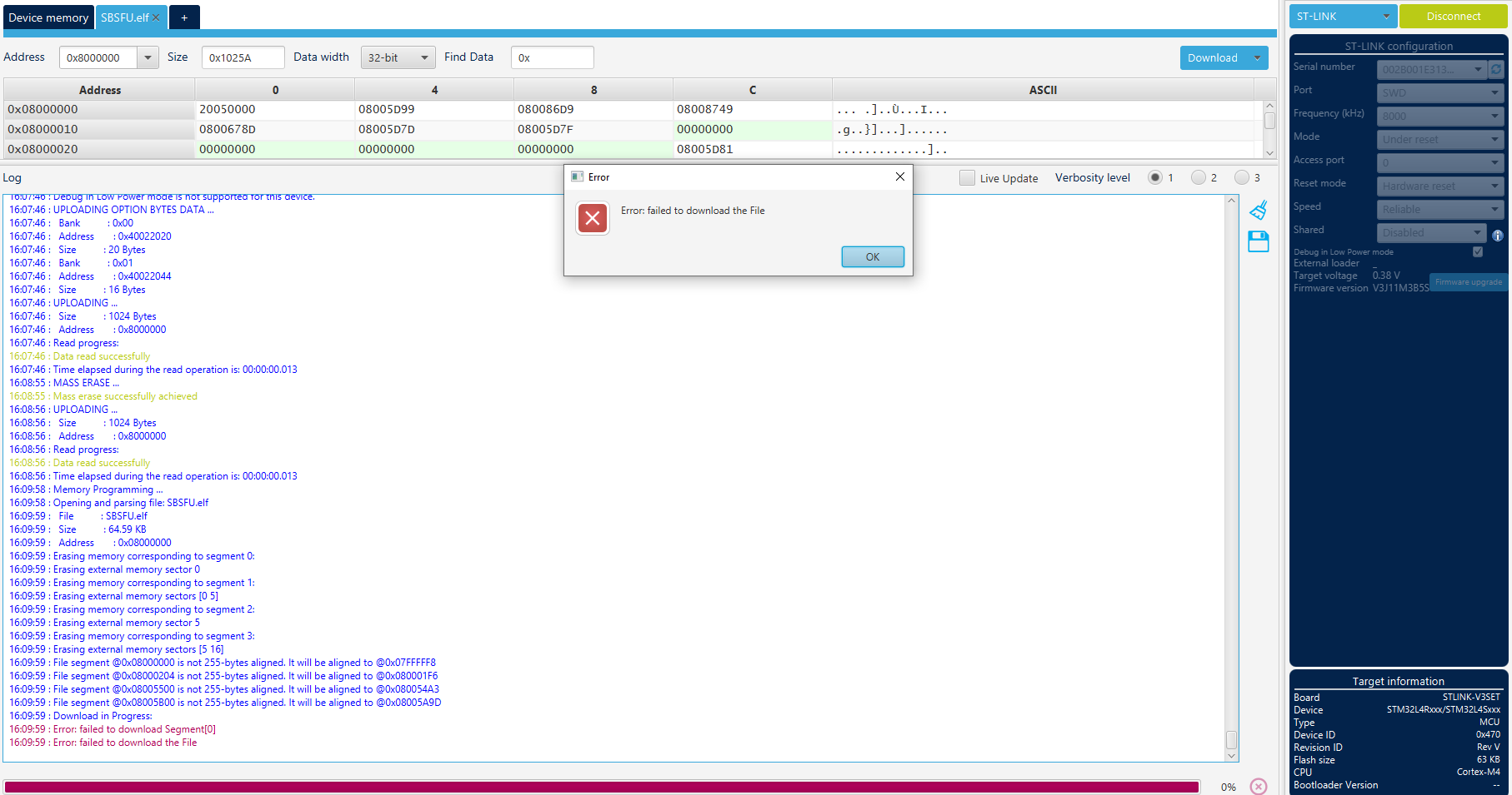 Solved: change DBANK unchecked to checked - STMicroelectronics Community