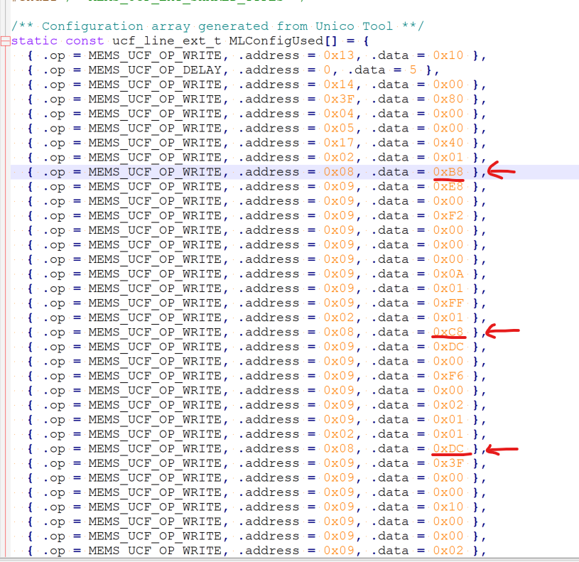 Solved: LIS2DUX12: Generated header file from Unico GUI ha... - STMicroelectronics Community