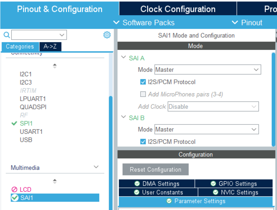 Solved Stm32wb55ce Pinout And Configuration Interface Has S Stmicroelectronics Community