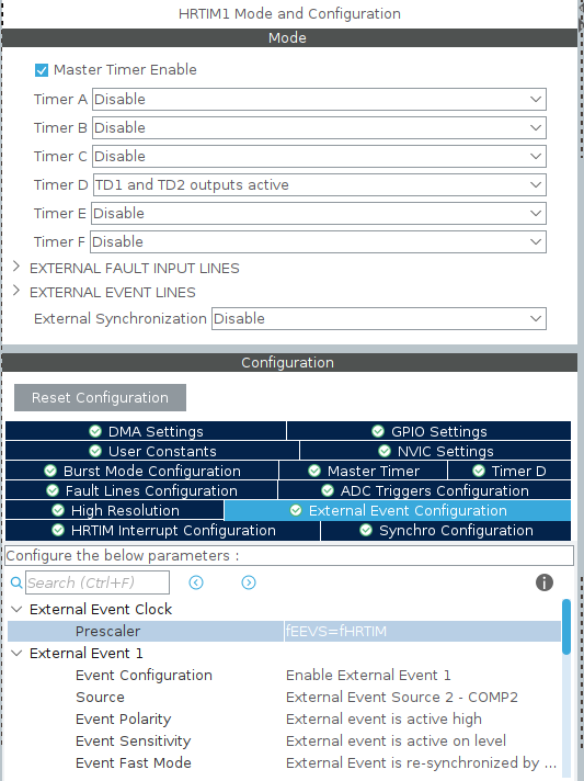 Solved: G474 problem connecting COMP1 output to HRTIM even... - STMicroelectronics Community