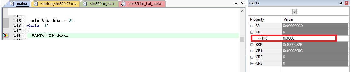 How to see the sent value in UART Data Register? - STMicroelectronics Community