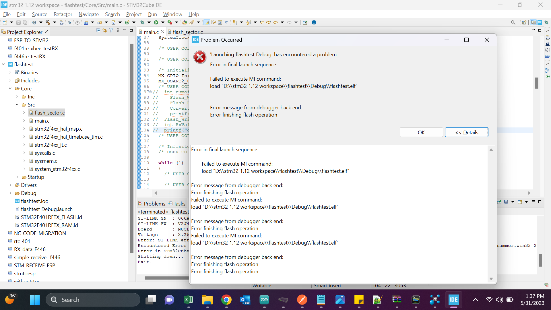 I am writing some data into the flash memory of nu... - STMicroelectronics Community