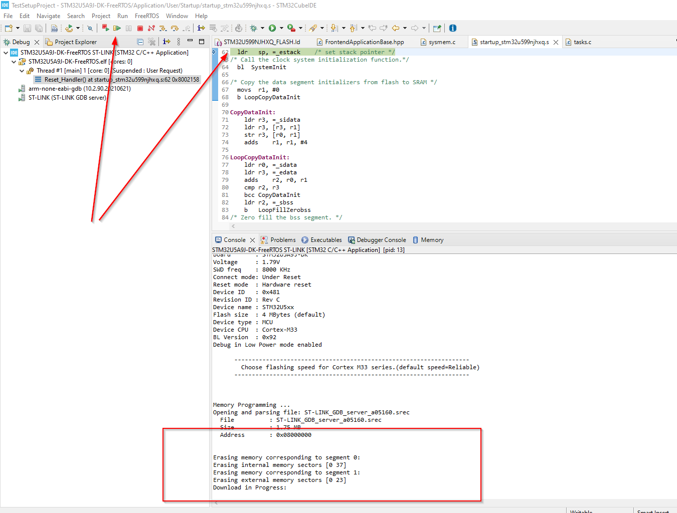 Stm32cubeide Debugger Not Working On Stm32u5a9j Dk Stmicroelectronics Community 