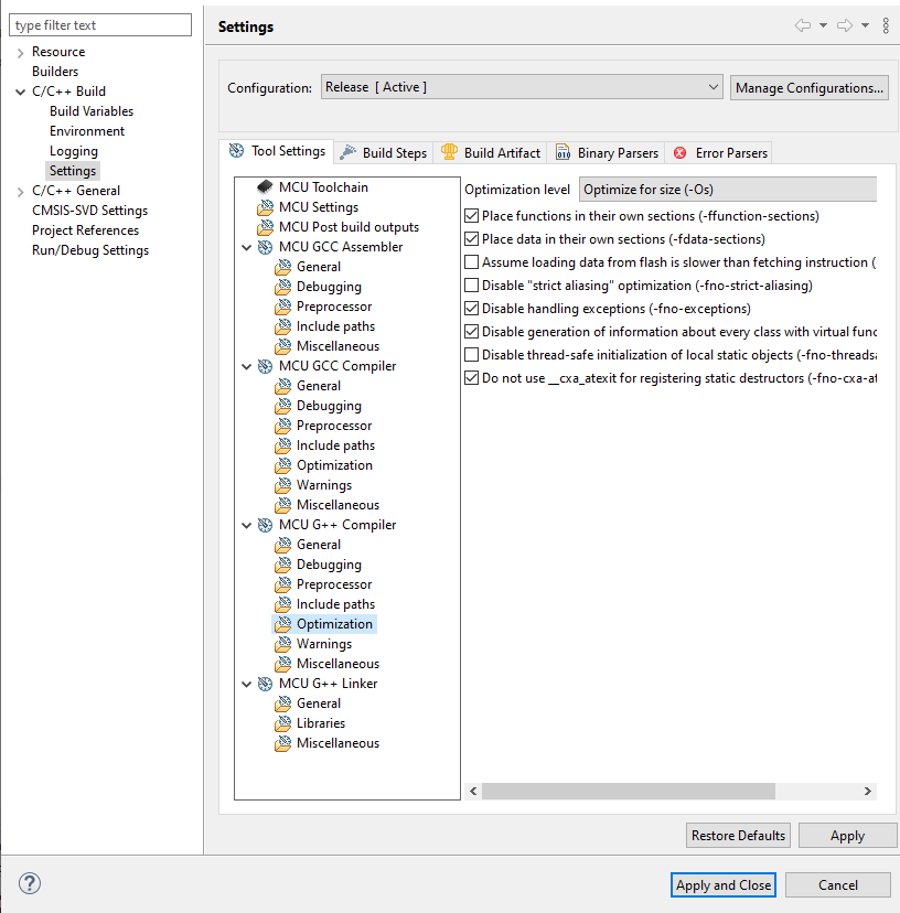 When I Build Code In Release Configuration Stm32c Stmicroelectronics Community