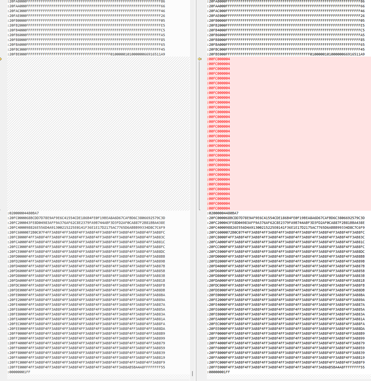 Strange data into .hex file generated by STM32_Pro ...