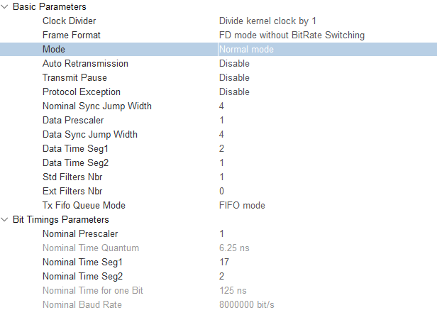 How To Set Fdcan Baud Rate 8 Mbit S In Cubemx Stmicroelectronics Community