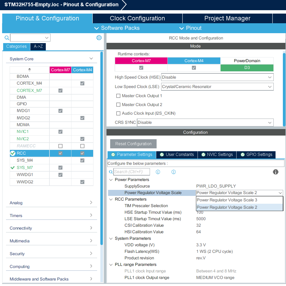 Solved Stm32h7 Can T Select Vos1 In Stm32cubemx Stmicroelectronics Community