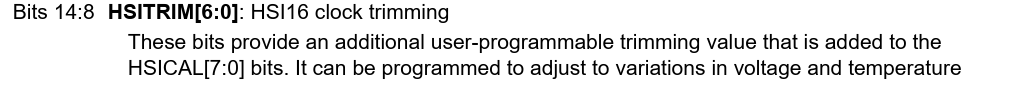 Solved: HSI16 frequency user trimming (STM32G0) - STMicroelectronics Community