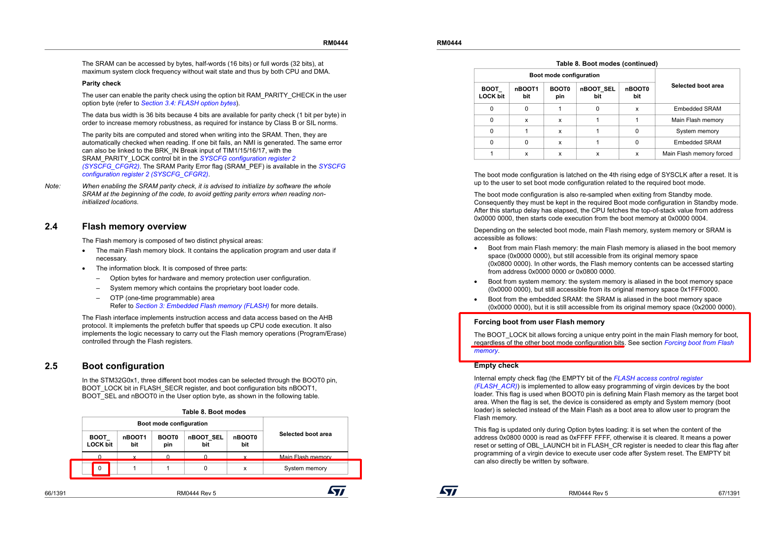 Solved: AN2606 Pattern 11 ('G0, 'C0) and BOOT_LOCK - STMicroelectronics Community