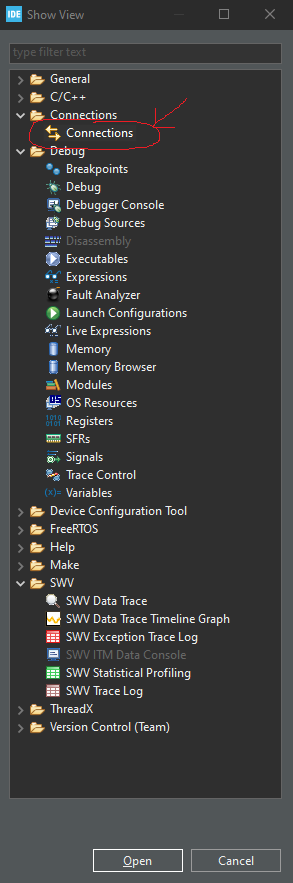 Stm32cubeide Connections View Serial Port Option D Stmicroelectronics Community