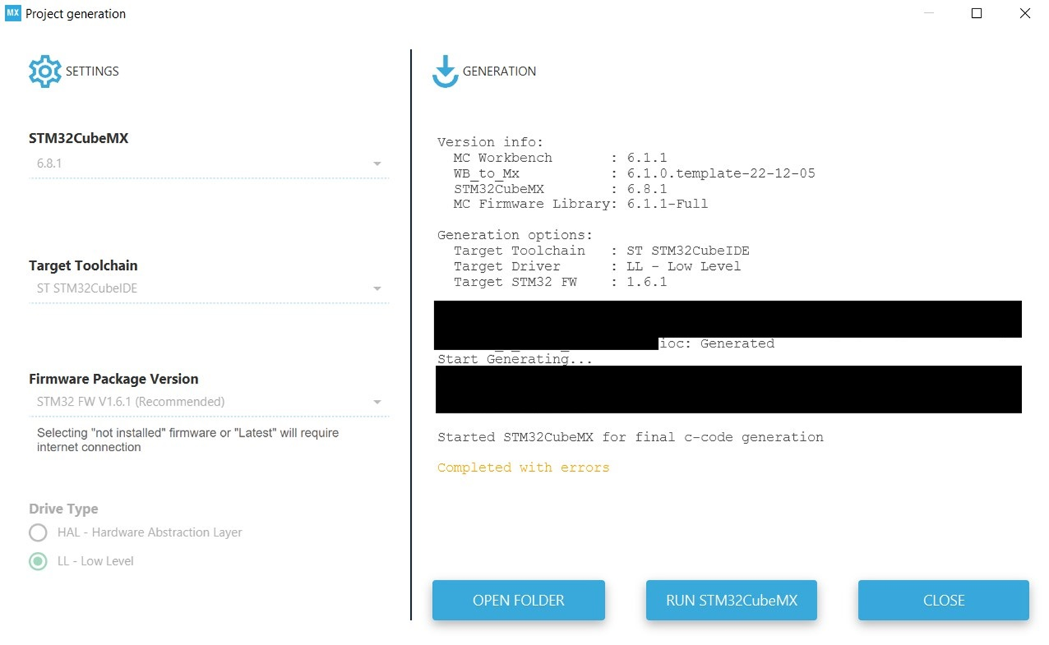 Solved: MC Workbench GENERATION reports errors for a proje... - STMicroelectronics Community