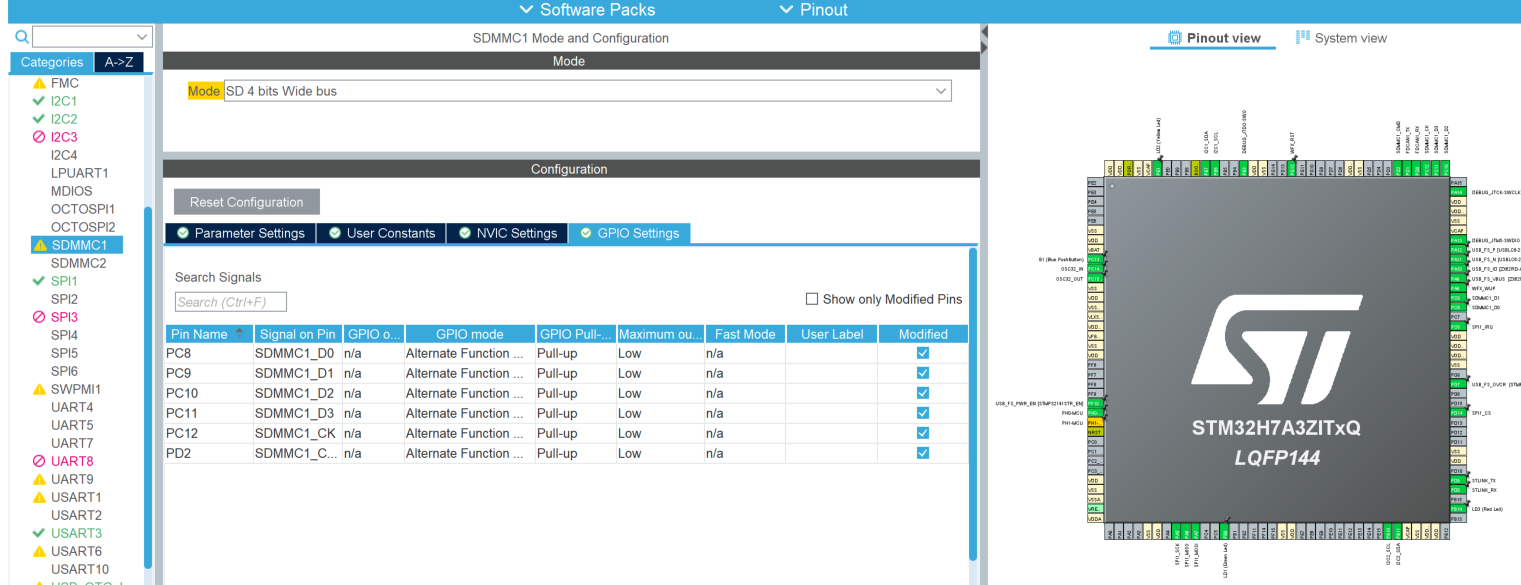 Solved Configuration Of Sdmmc Peripheral In Cubemx Stmicroelectronics Community