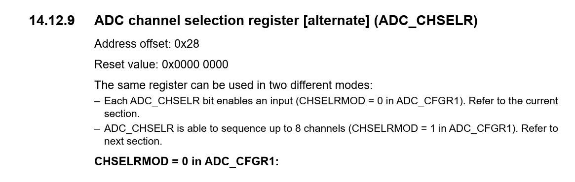 Solved: STM32G030K6T6 - can not configure ADC1_IN16 @ PA12 - STMicroelectronics Community
