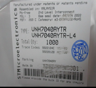 what is the part marking decoder for VNH7040AYTR? - STMicroelectronics ...
