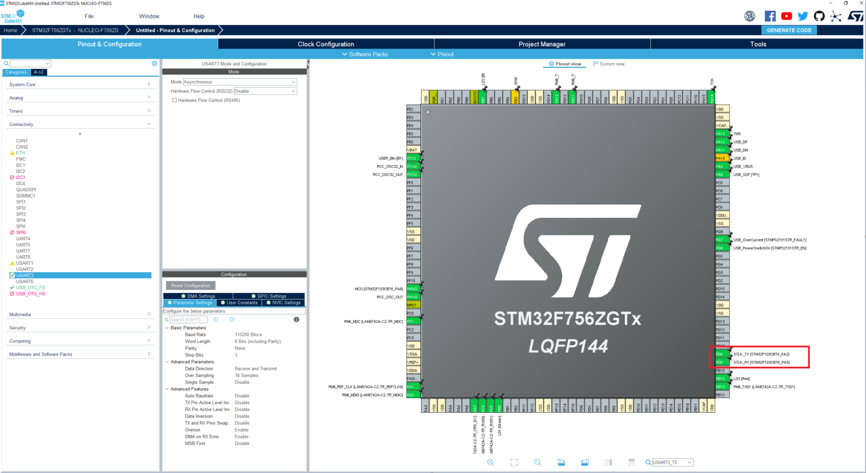 Wrong USART3 pins on Nucleo-F756ZG - STMicroelectronics Community