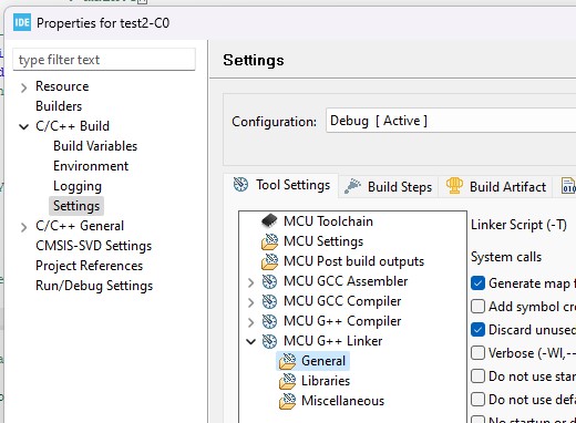 Solved Linker Options Tab Has Disappeared From Properties Stmicroelectronics Community 
