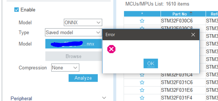 Re X Cube Ai Error While Analyzing Model Stmicroelectronics Community