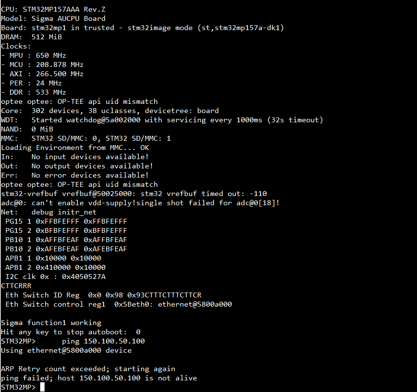 Ethernet Ping issue in UbootV2022.10 - STMicroelectronics Community