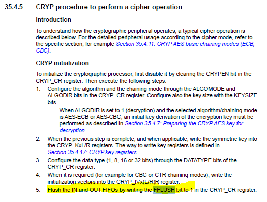 [stm32h753] Cryp Fifos Flush For Aes Stmicroelectronics Community