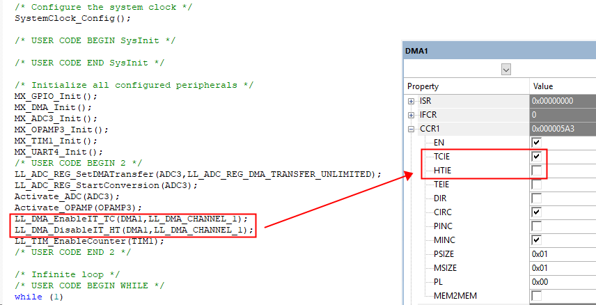 Solved: Why DMA half transfer and transfer complete interr... - STMicroelectronics Community