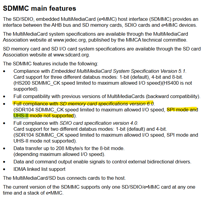 Solved Spi Mode And Uhs Ii Mode Not Supported For Stm32u5 Stmicroelectronics Community