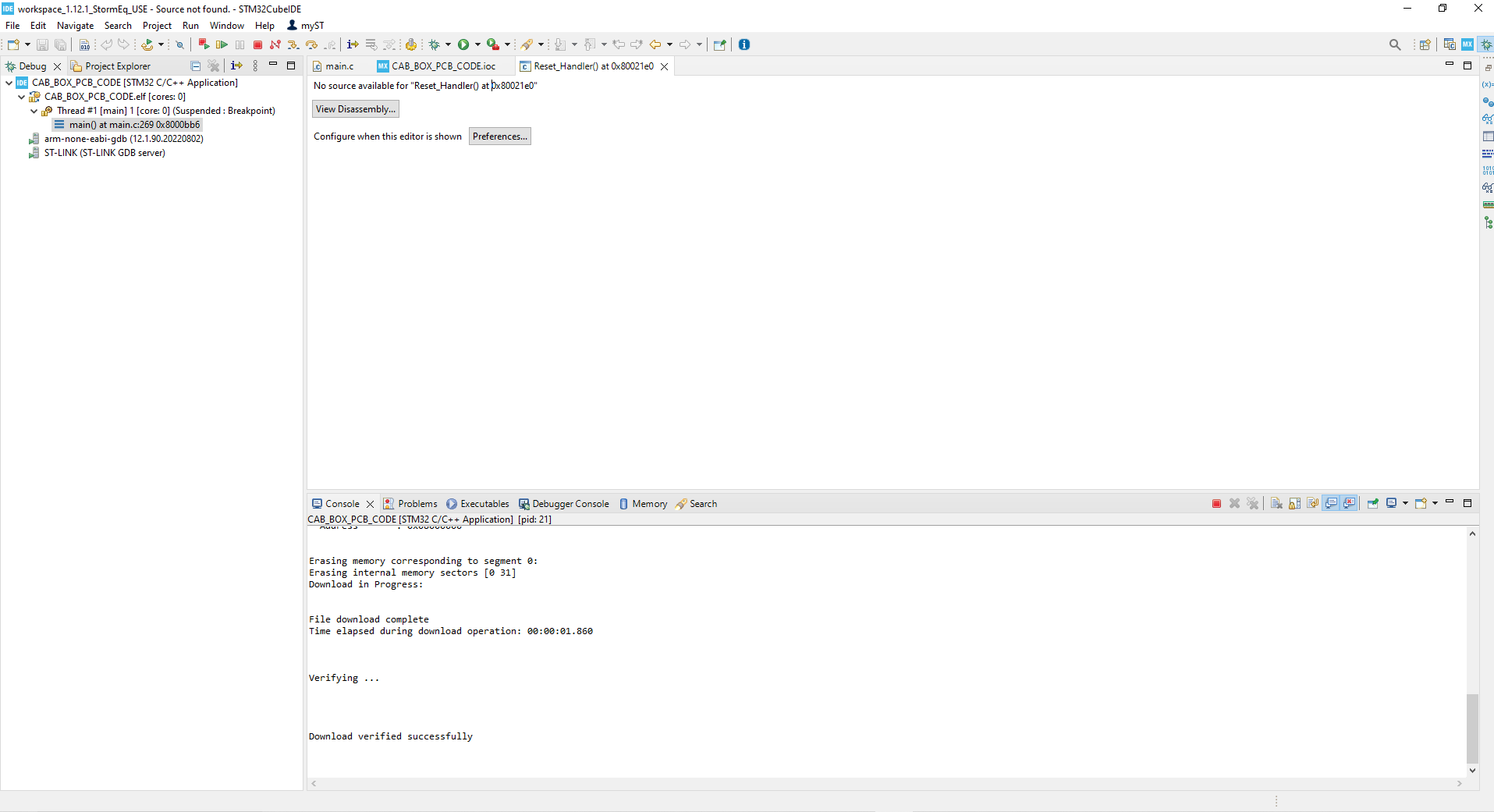 STM32 Cube IDE: Reset_Handler() at 0x80021e0 - STMicroelectronics Community