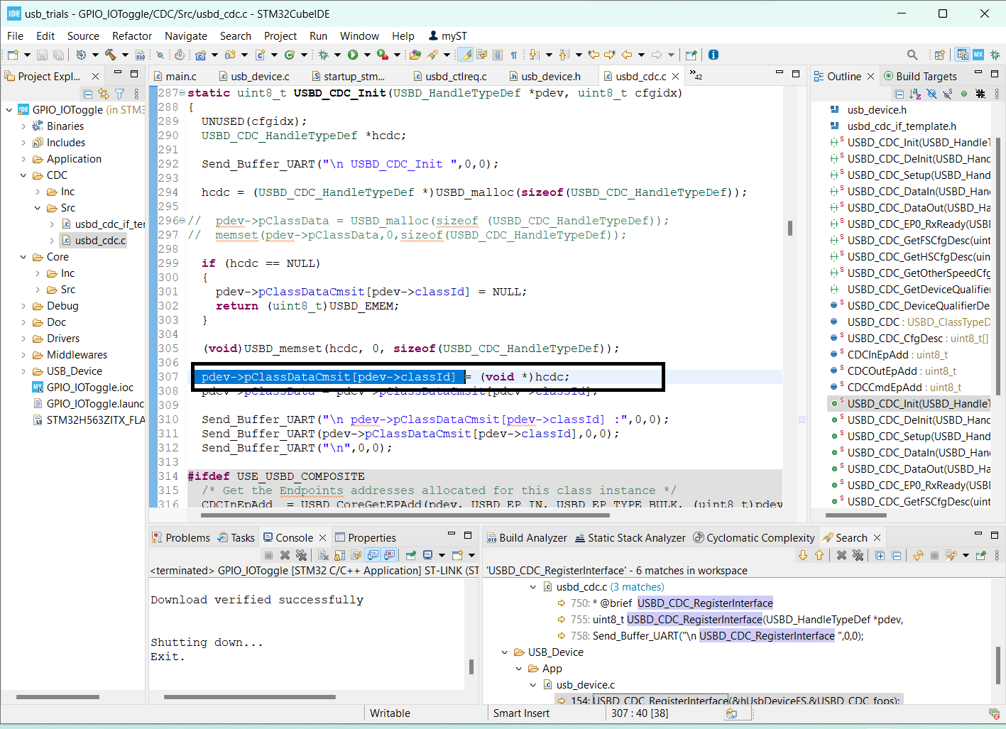 Stm32h563zi Usb Cdc Issue Stmicroelectronics Community