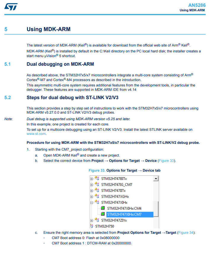Solved: How to debug dual core simultaneously in mdk arm - STMicroelectronics Community