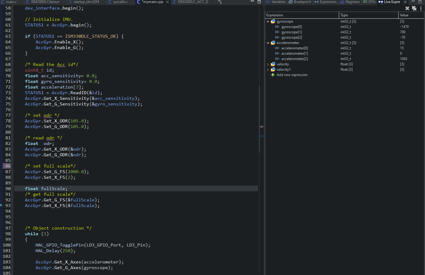 ISM330DLC gyro strange measured values - STMicroelectronics Community
