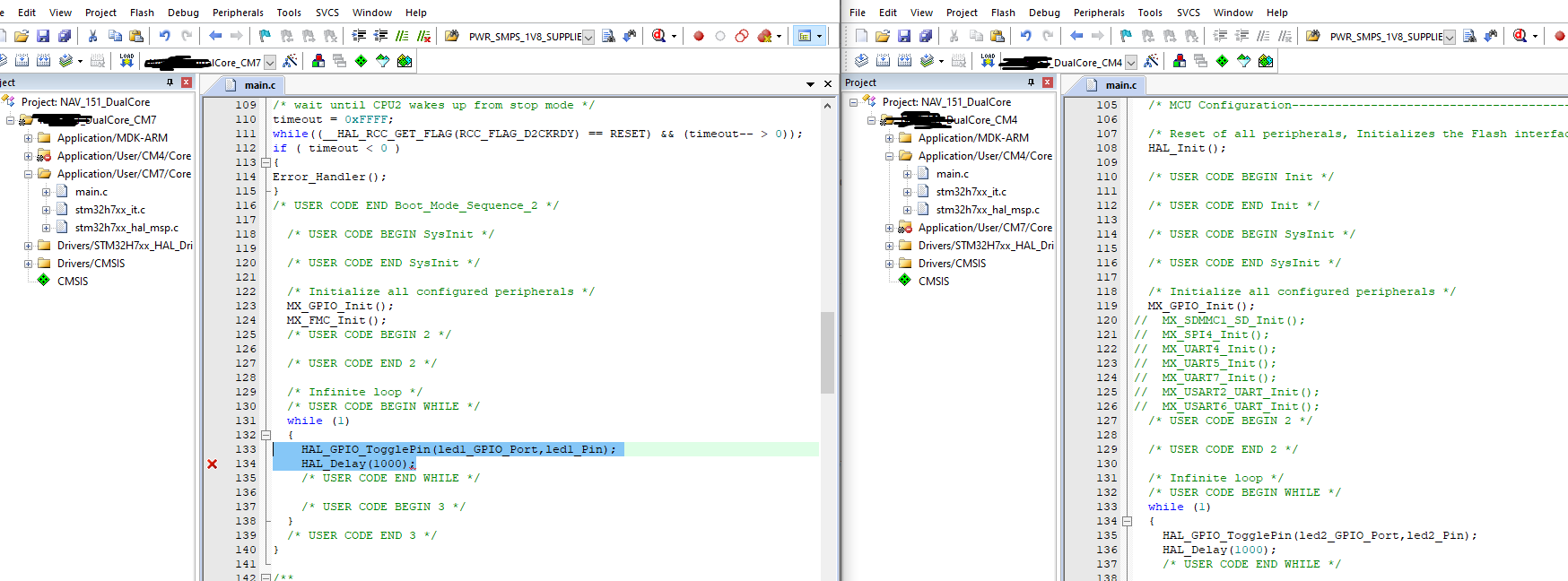 Solved: How to debug dual core simultaneously in mdk arm - STMicroelectronics Community