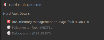 Solved: Hard Fault on function start - but cannot debug - STMicroelectronics Community