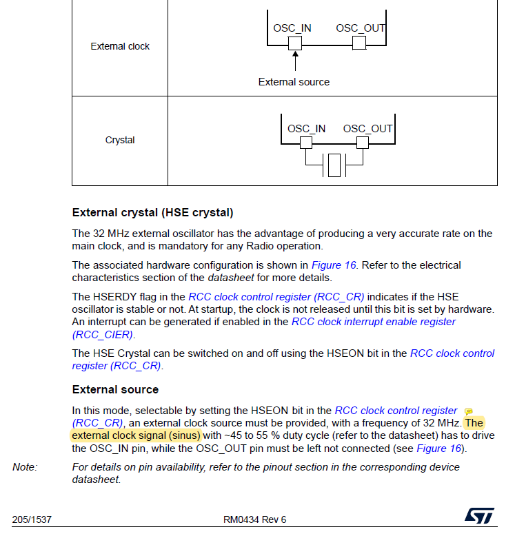 External clock instead of oscillator - STMicroelectronics Community