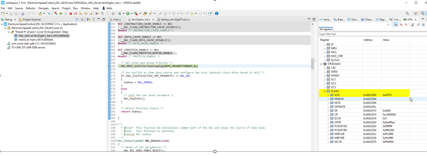 Solved B G431b Esc1 Hardfault With Mcw Generated Code Stmicroelectronics Community