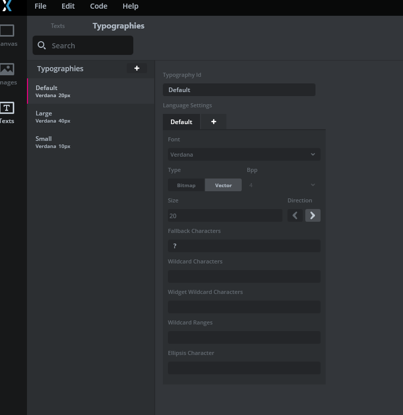 "The current target does not support vector font f ...
