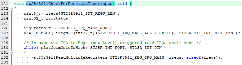 ST25R3911B RFAL Library - i_err bit remains high ...