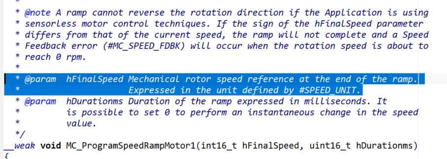 By Using Mcprogramspeedrampmotor1 Api Trying To C Stmicroelectronics Community