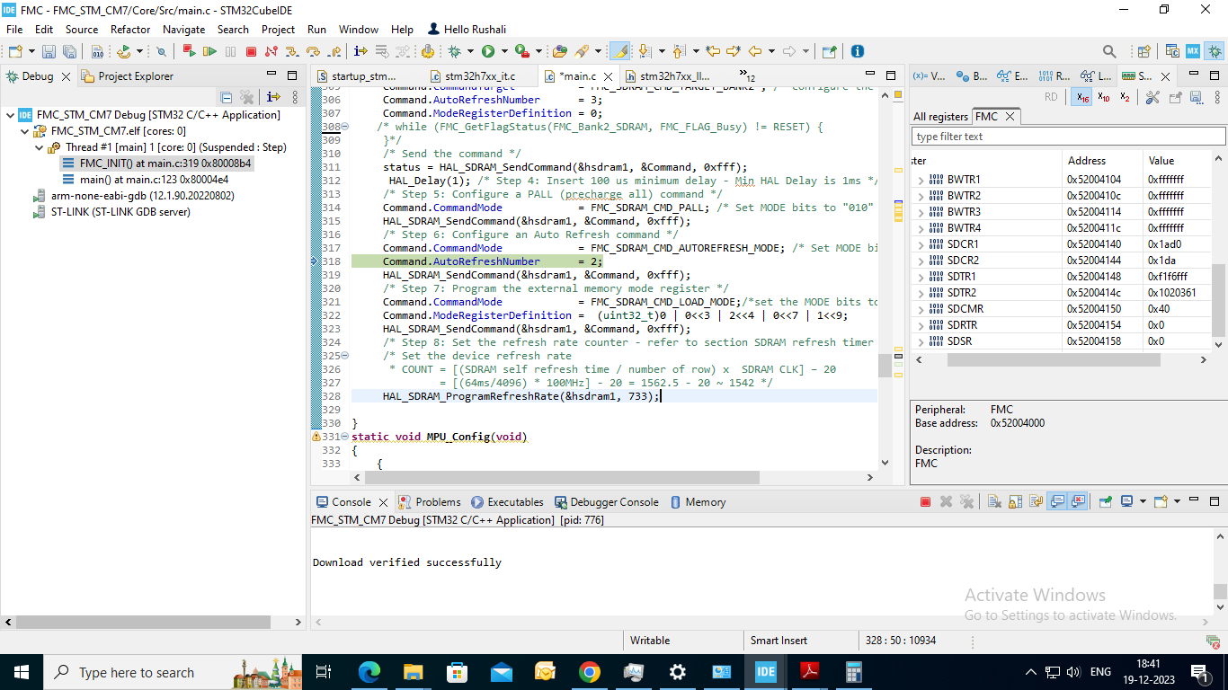 Solved Error While Configuring Stm32h747bit6 With Sdram I Stmicroelectronics Community