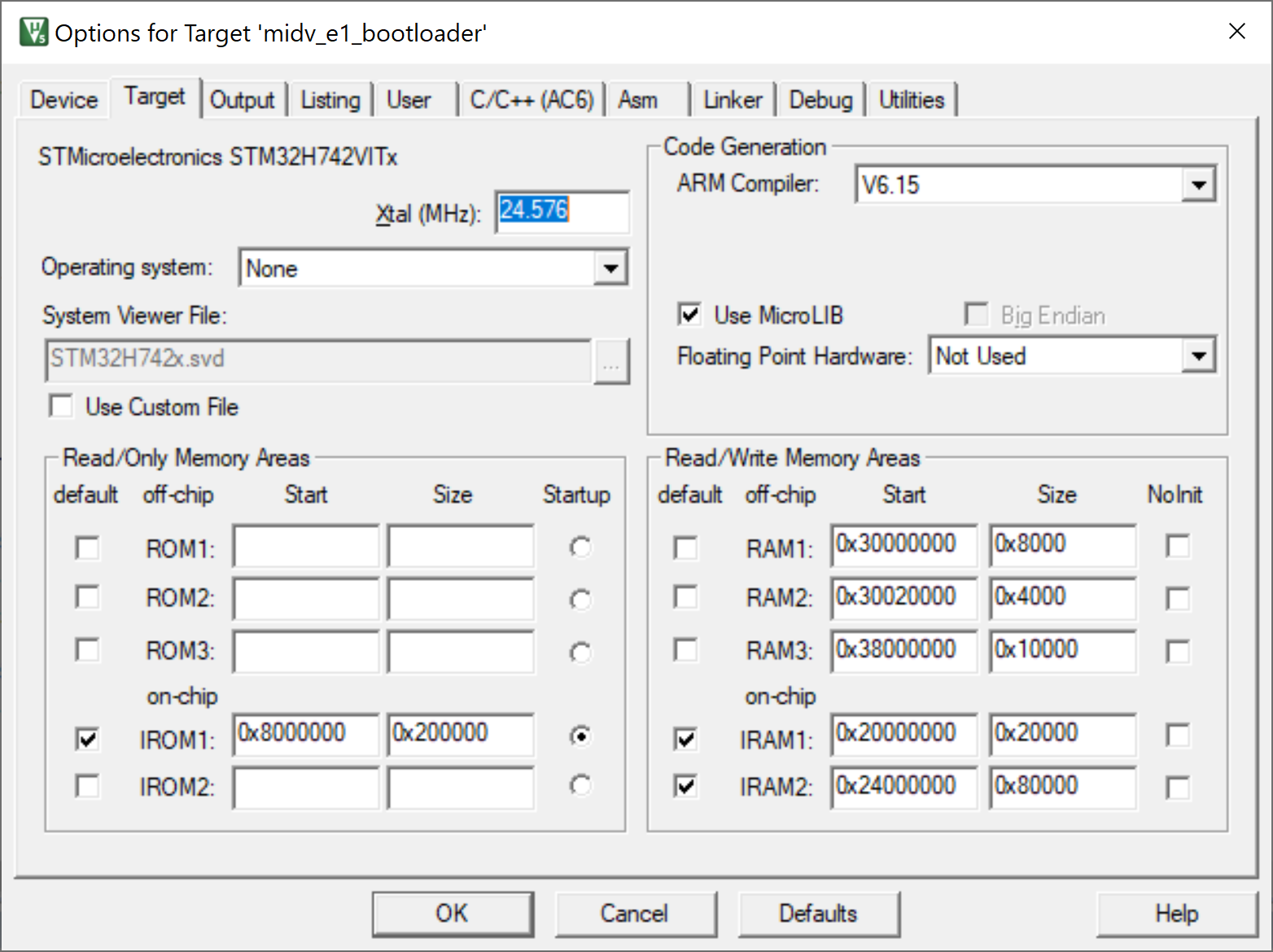 Running Into Restricted Memory Issues With Stm32h7 Stmicroelectronics Community