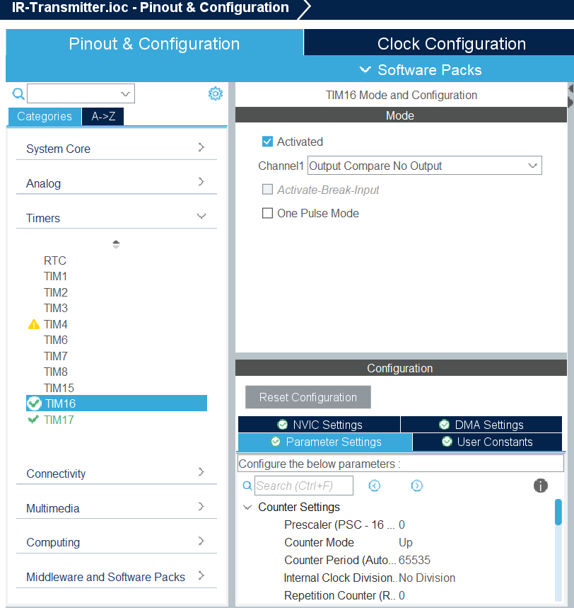 Infrared transmitter using STM32 F3 IRTIM Module - STMicroelectronics Community