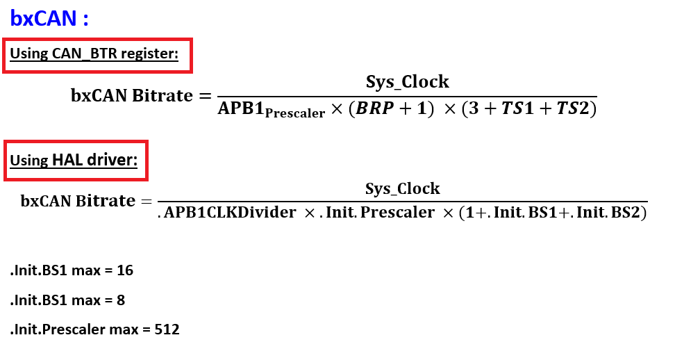Solved: CAN baud rate calculation - STMicroelectronics Community