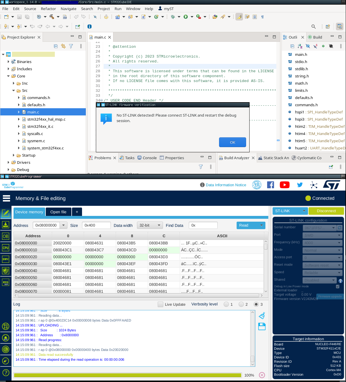 Linux: CubeIDE says Linux: CubeIDE says