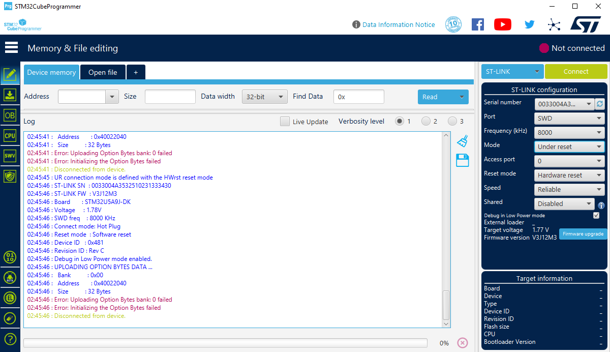 Erased Option Bytes Resulted Into Bricking Stm32u5 Stmicroelectronics Community 