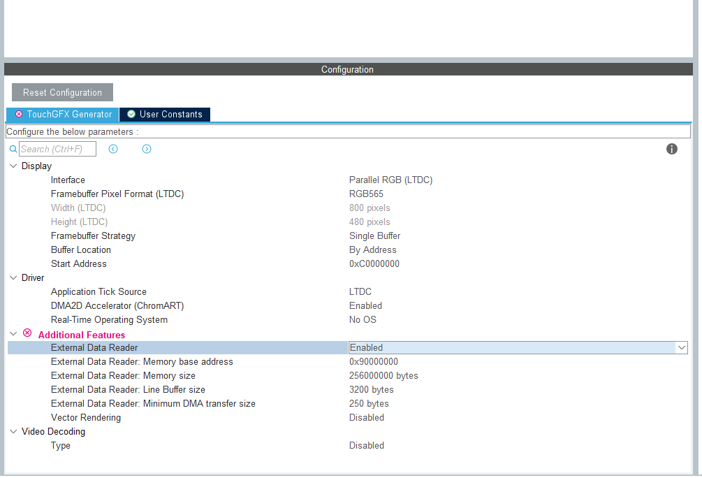 Solved How To Enable External Data Reader And Dma2d Touc Stmicroelectronics Community 