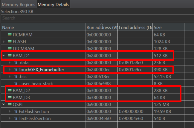 Can not Use STM32H747I-DISCO Internal RAM for Fram... - STMicroelectronics Community